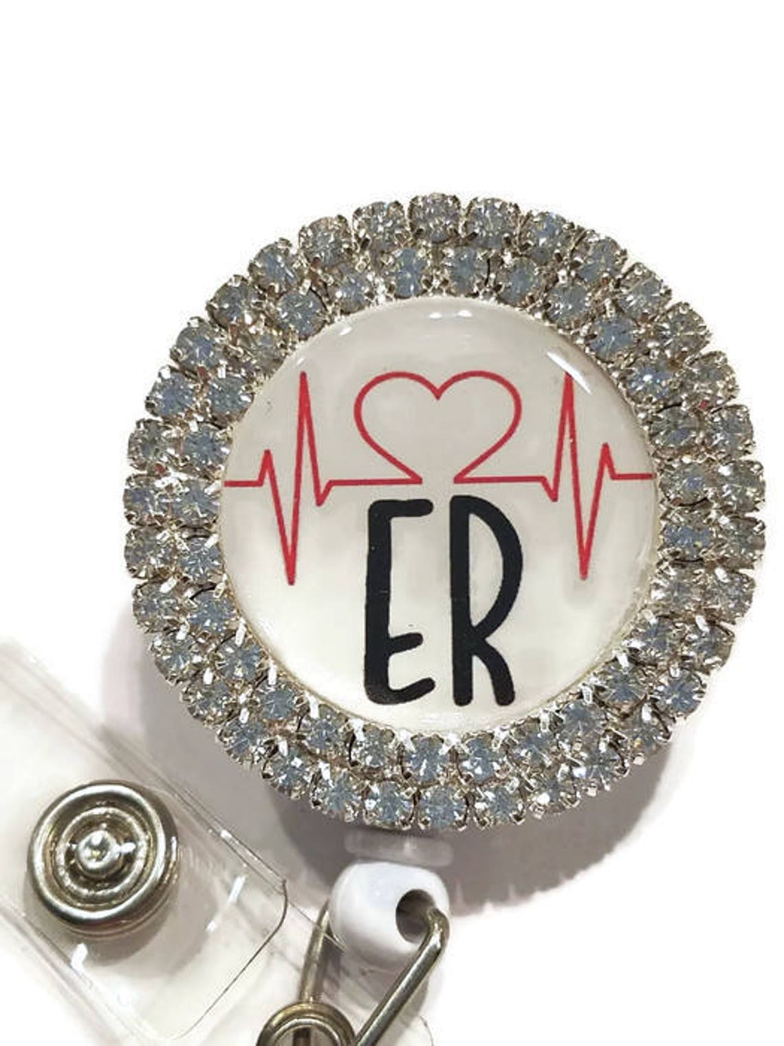 ER Retractable Rhinestone Badge Reel - Emergency Room RN - ER Doctor ...