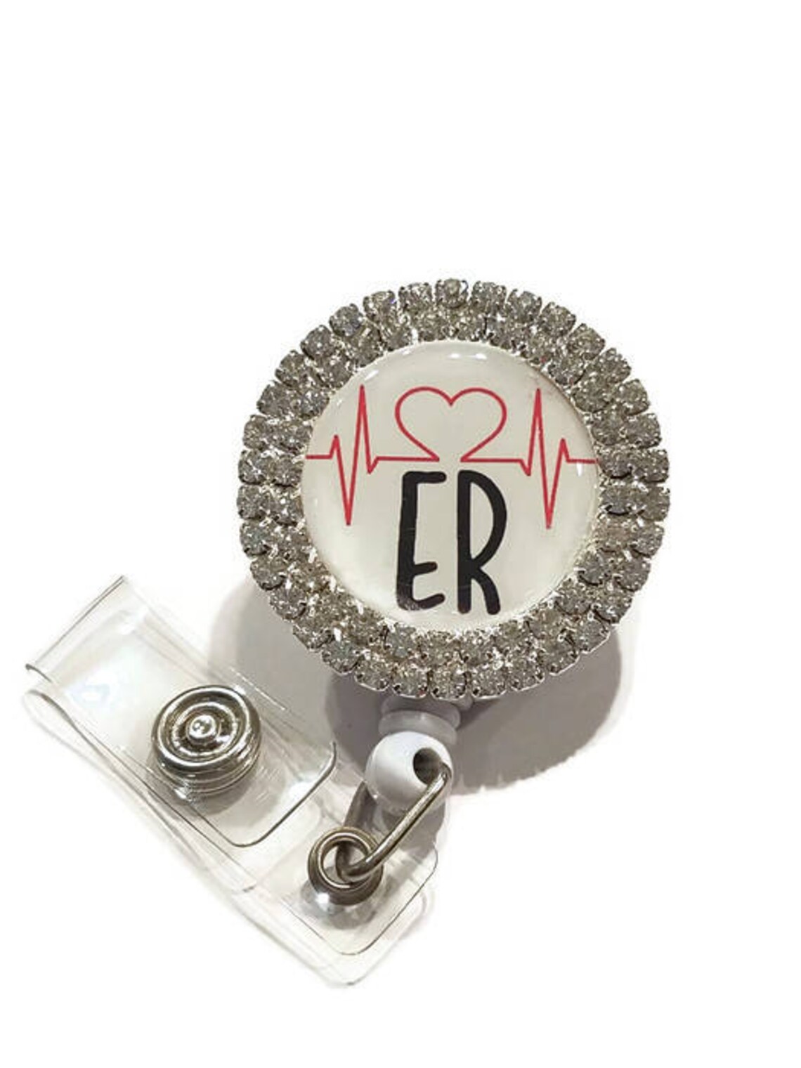 ER Retractable Rhinestone Badge Reel Emergency Room RN ER - Etsy