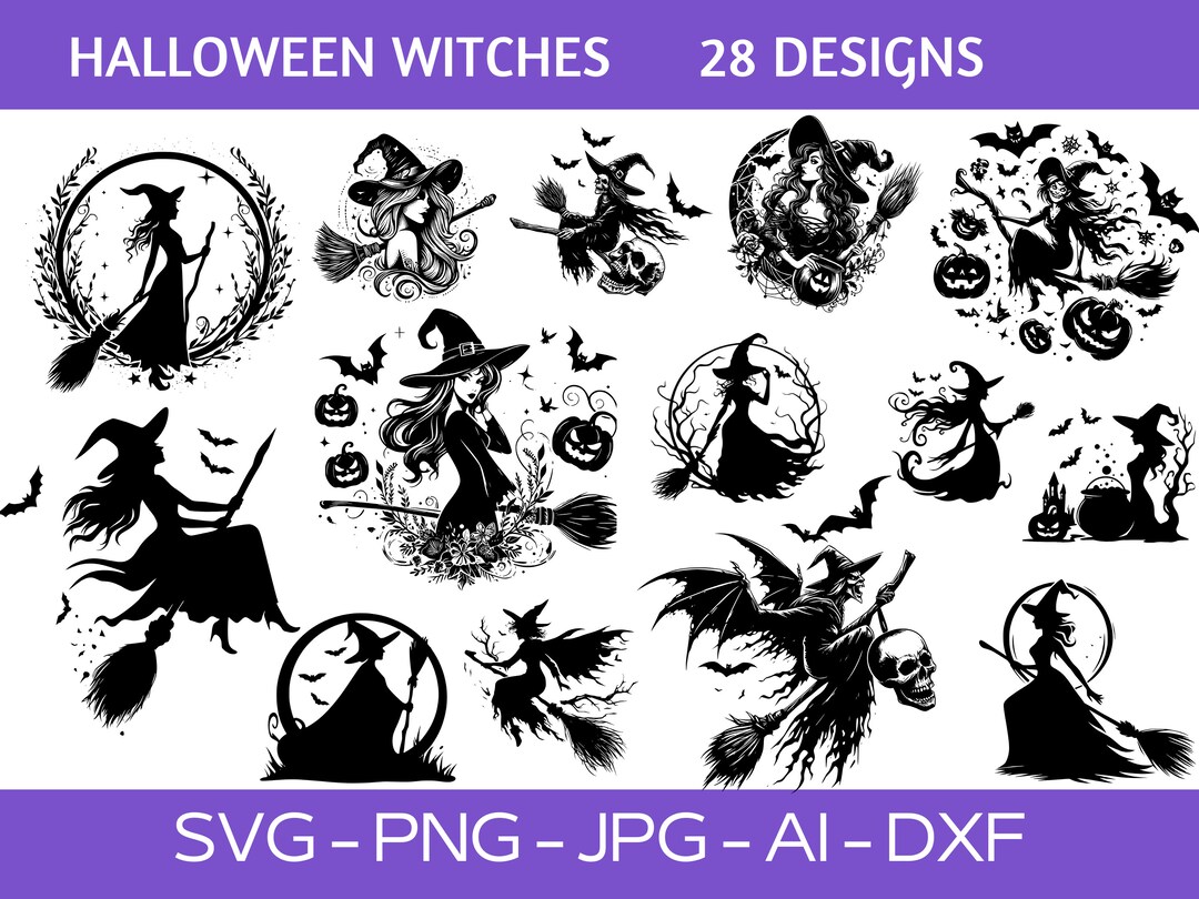 28 Brujas SVG para Halloween, Halloween Bundle, Archivo para Cricut ...