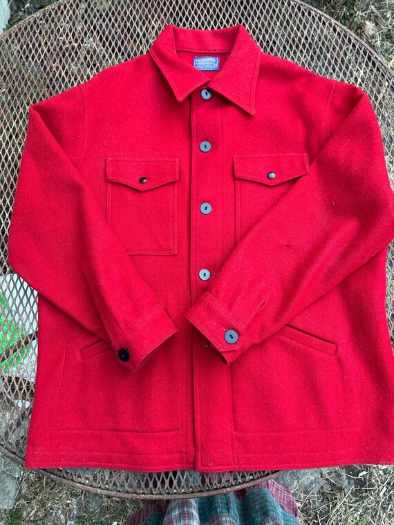 1970s Weathered Pendleton Red Wool Hunting Field Jack… - Gem