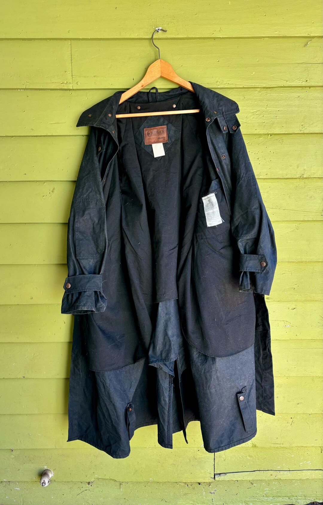 Vintage Classic Western Cowboy Style XL Australian Outback Label Dark Brown/black Cotton Oilskin ...