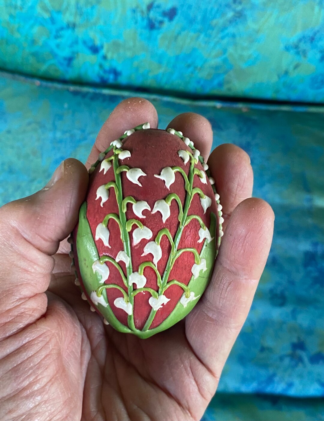 Vintage Handpainted Appalachian Folk Art Easter Egg Ornament With Lily ...