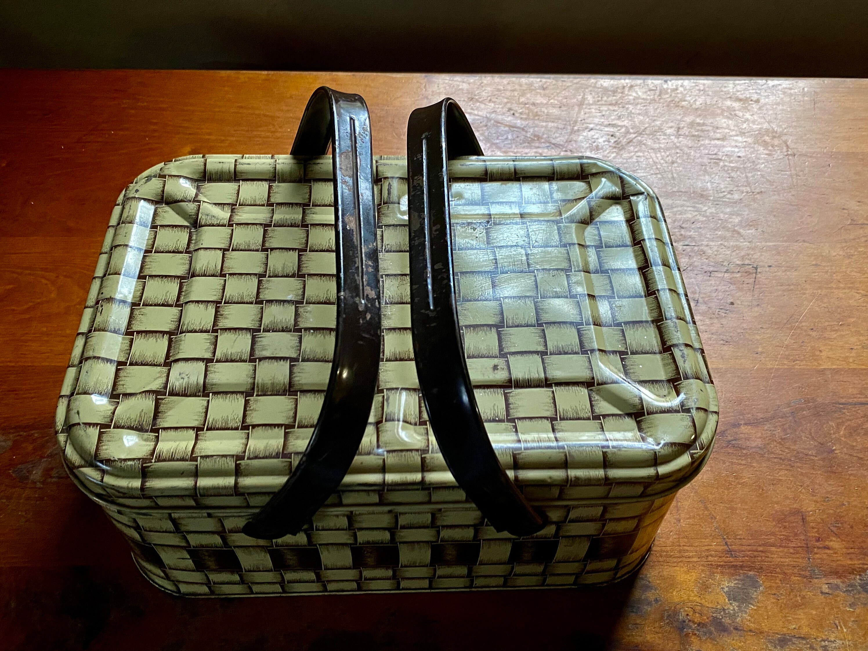 Nicely Weathered Antique 1940s-50s Large Picnic Tin With Metal - Etsy