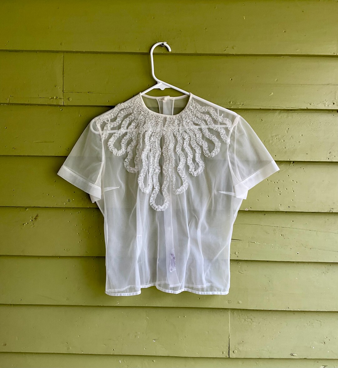 1940s-50s Sexy Pin up Girl Transparent See Thru Super Sheer Frilly ...