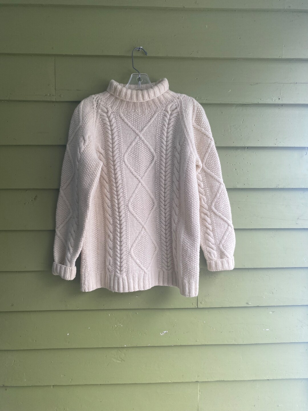 RESERVED FOR SARAH!! Circa 1960s Classic Hand Knit Ivory Wool Celtic ...