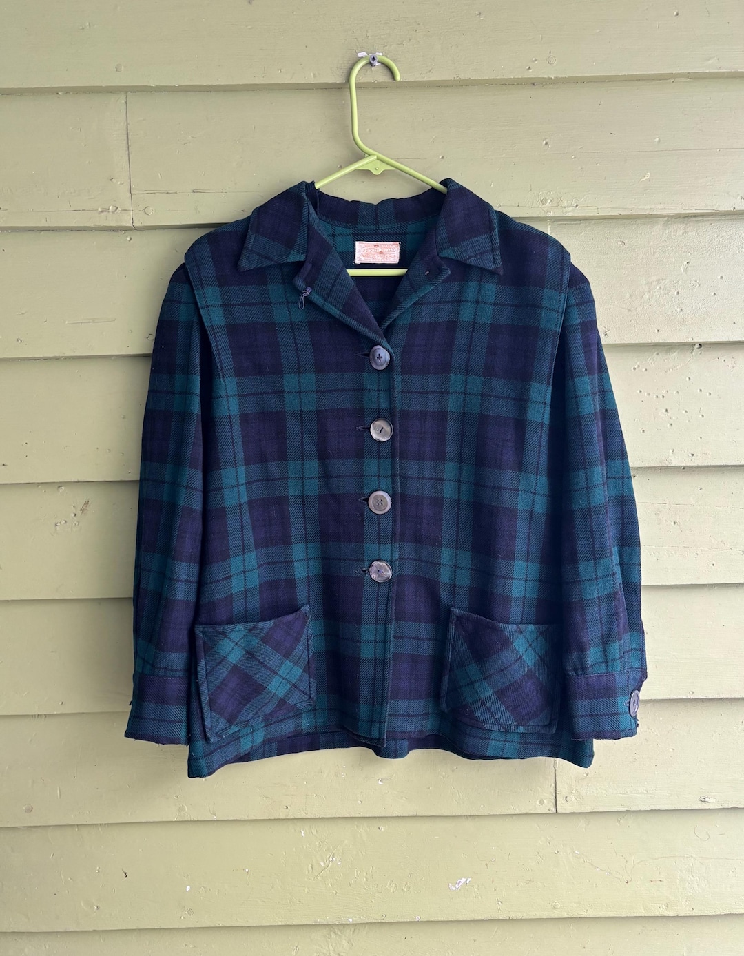 1940s Pendleton Weathered and Worn Women’s Plaid Wool Button Down Over ...