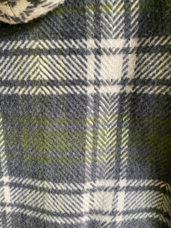 Wonderful 1960s Mod Era Green Plaid Wool Hooded Overc… - Gem