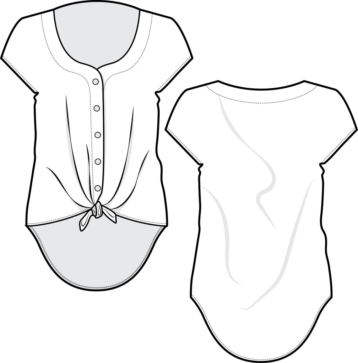 Tied up Top Women's PDF Sewing Pattern Tie Front - Etsy