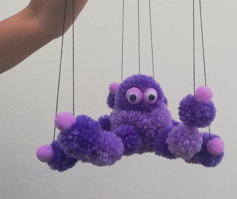 Kids Puppet Pom Poms Marionettes, Animal, Fun Octopus Wool, Títere ...