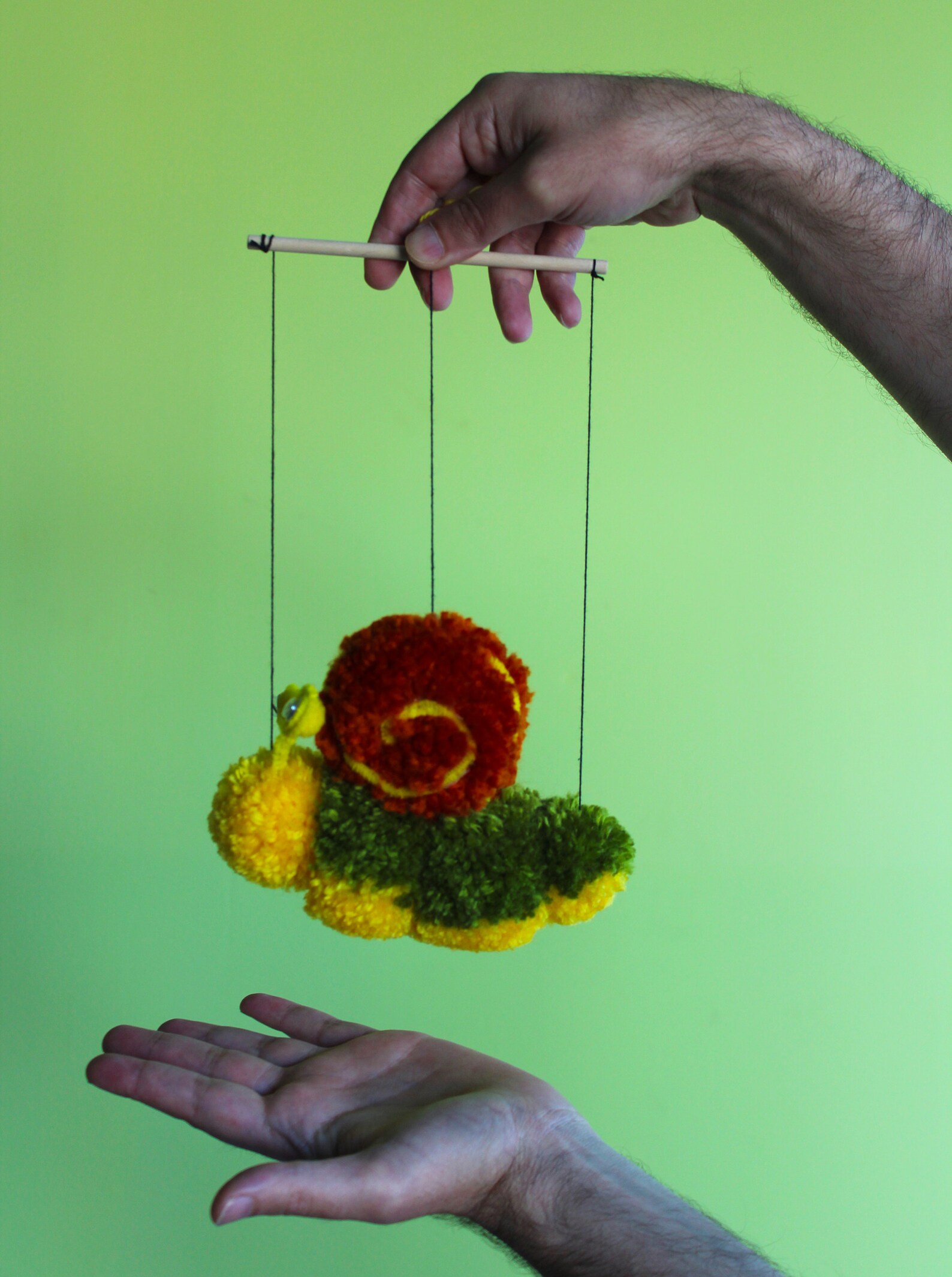 Puppet Marionette on Two Strings for Kids Pom Poms Animal Fun Snail ...