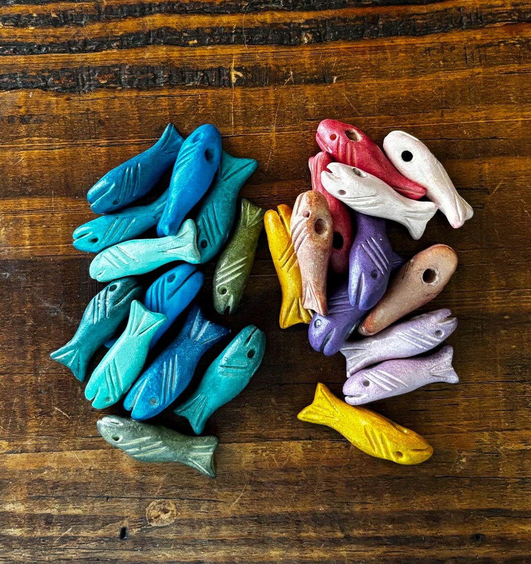 12 Hand-made Ceramic Fish Beads. - Etsy