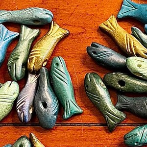 12 Hand-made Ceramic Fish Beads. - Etsy