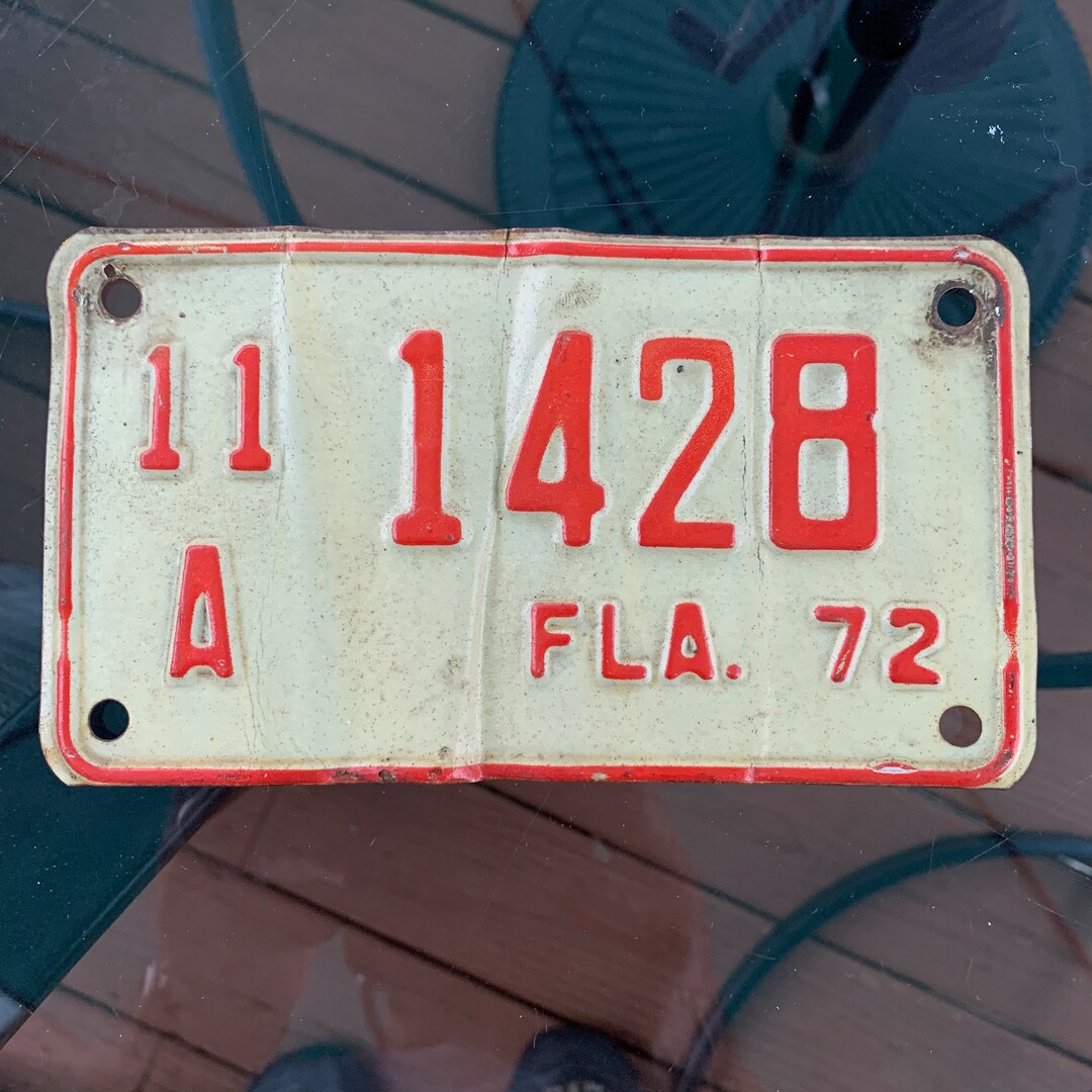 1972 Florida Motorcycle License Plate FLA Sunshine State Automobile ...