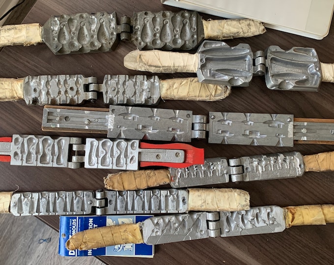 8 Lead Fishing Sinker Molds - Palmer Penn Herters Vintage - Etsy