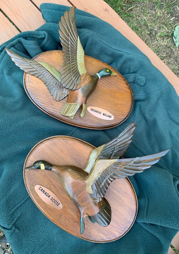 Duck & Goose Wood Wall Plaques Vintage Cabin Decor Carvings - Etsy