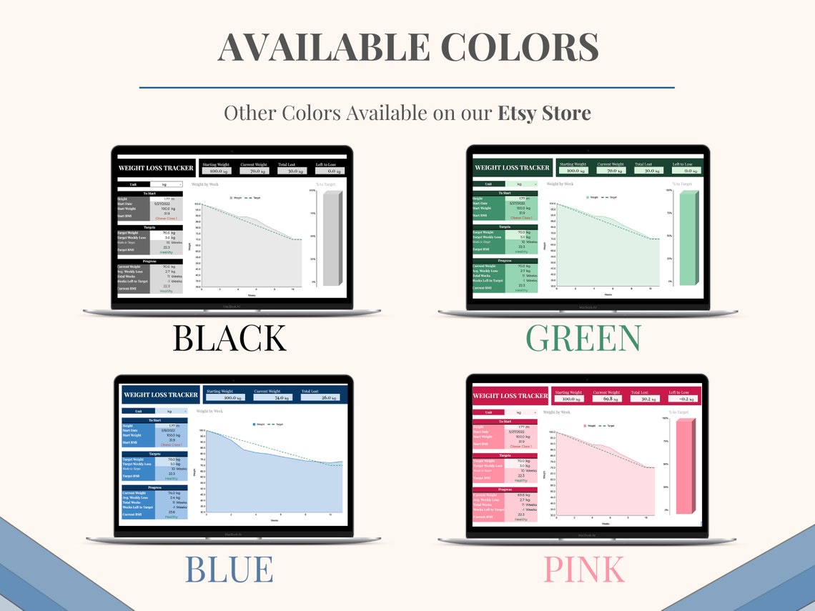 Simple Weight Loss Tracker Blue Google Sheets Template Weight Loss ...