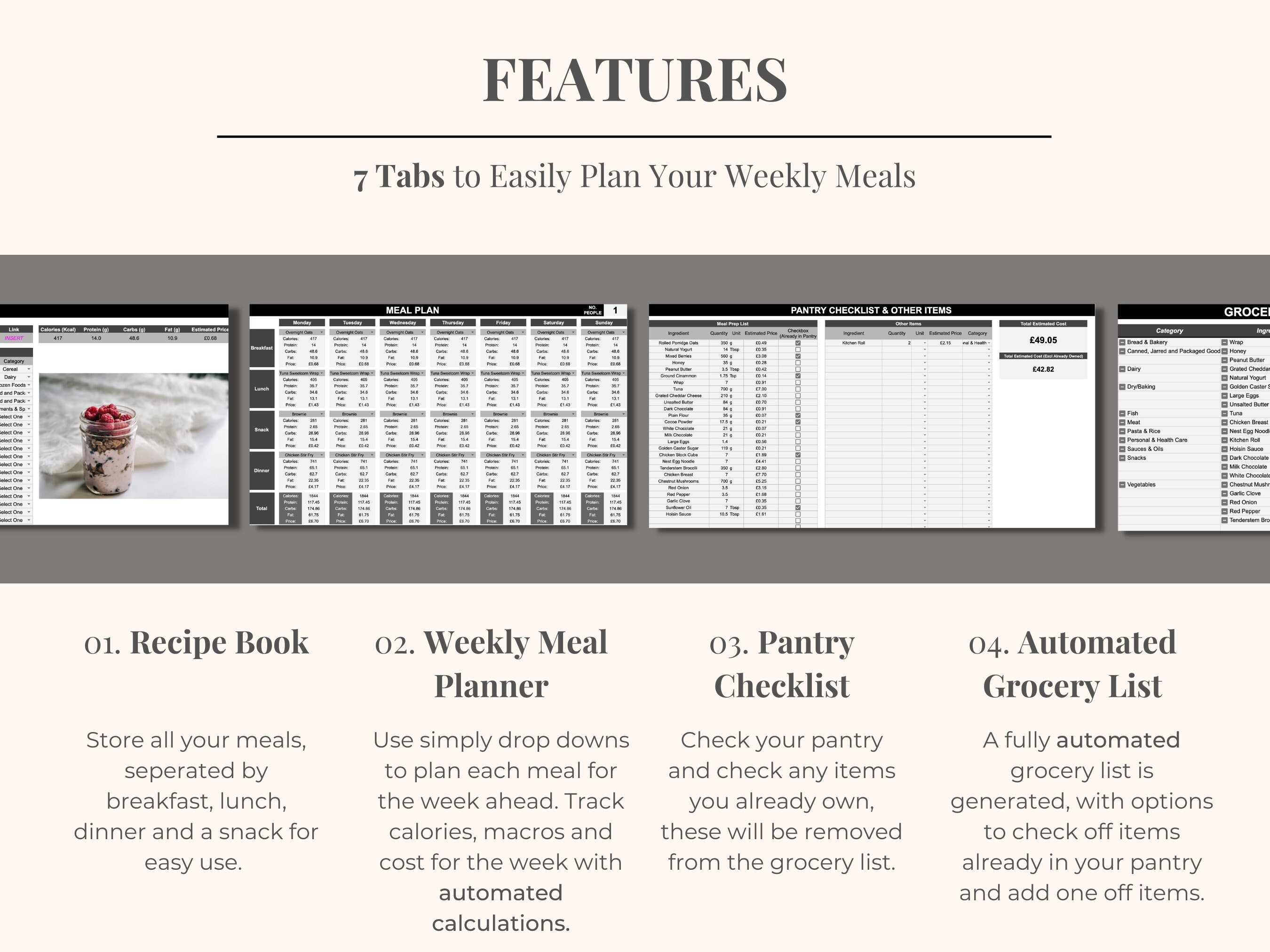 Ultimate Weekly Meal Plan Template Google Sheets | Digital Food Prep ...