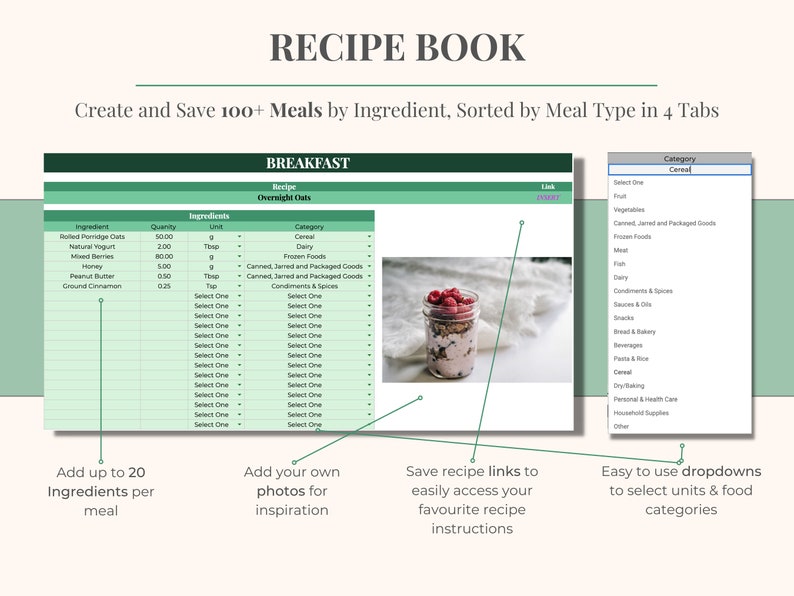 Weekly Meal Planner With Grocery List | Digital Meal Plan Template ...