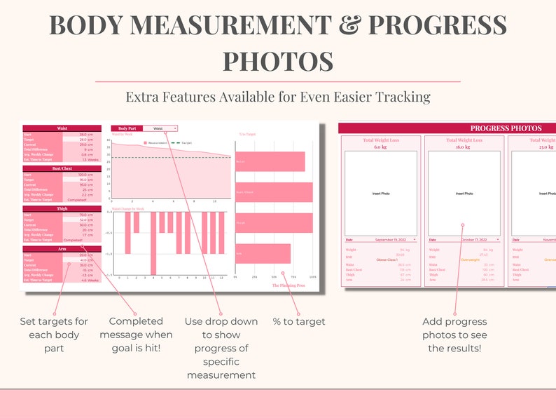 Ultimate Health & Well-being Bundle Pink | Weekly Meal Planner + Weight ...