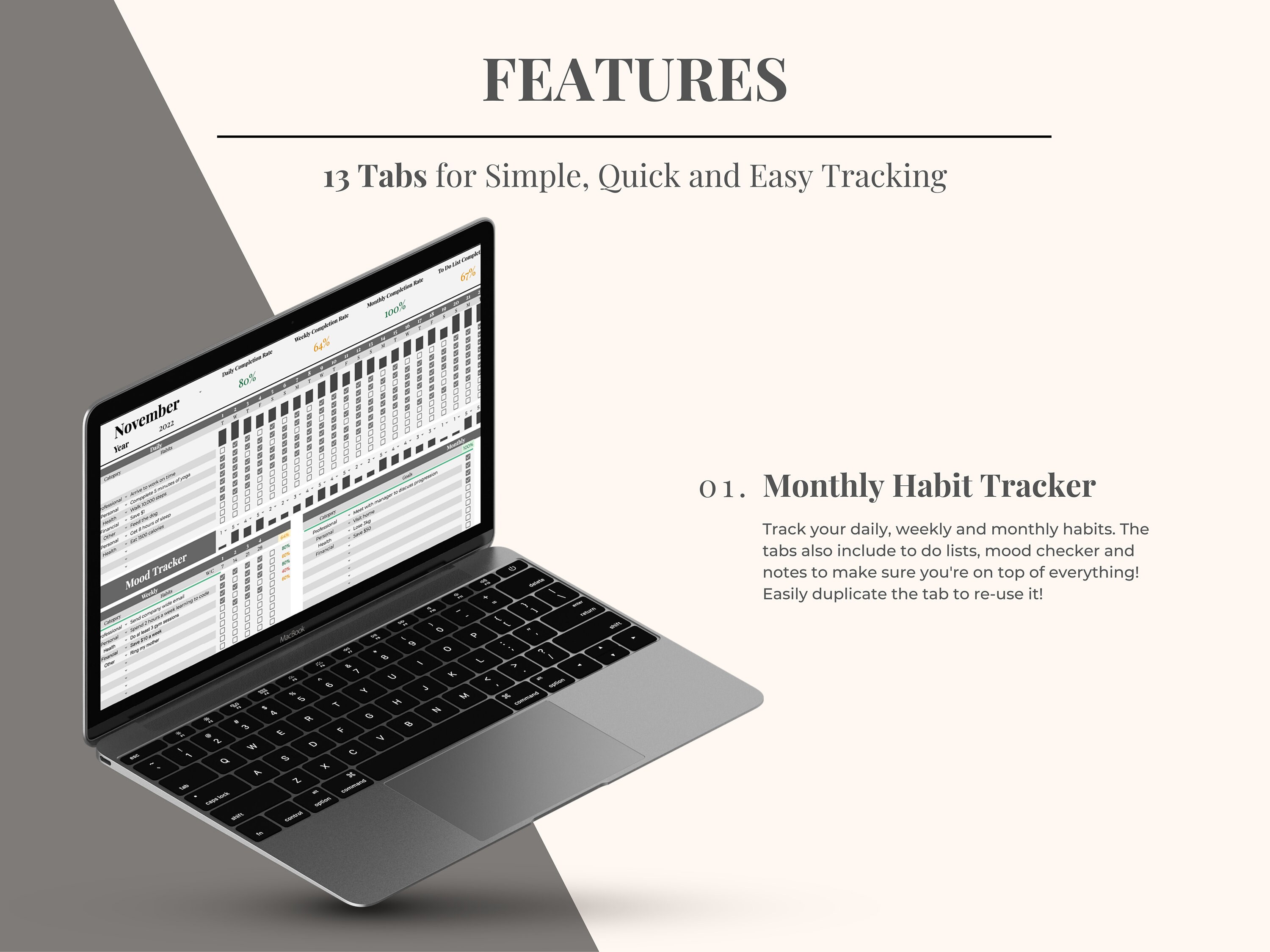 Monthly Digital Habit Tracker - Mood Tracker, Habit Journal, Daily ...