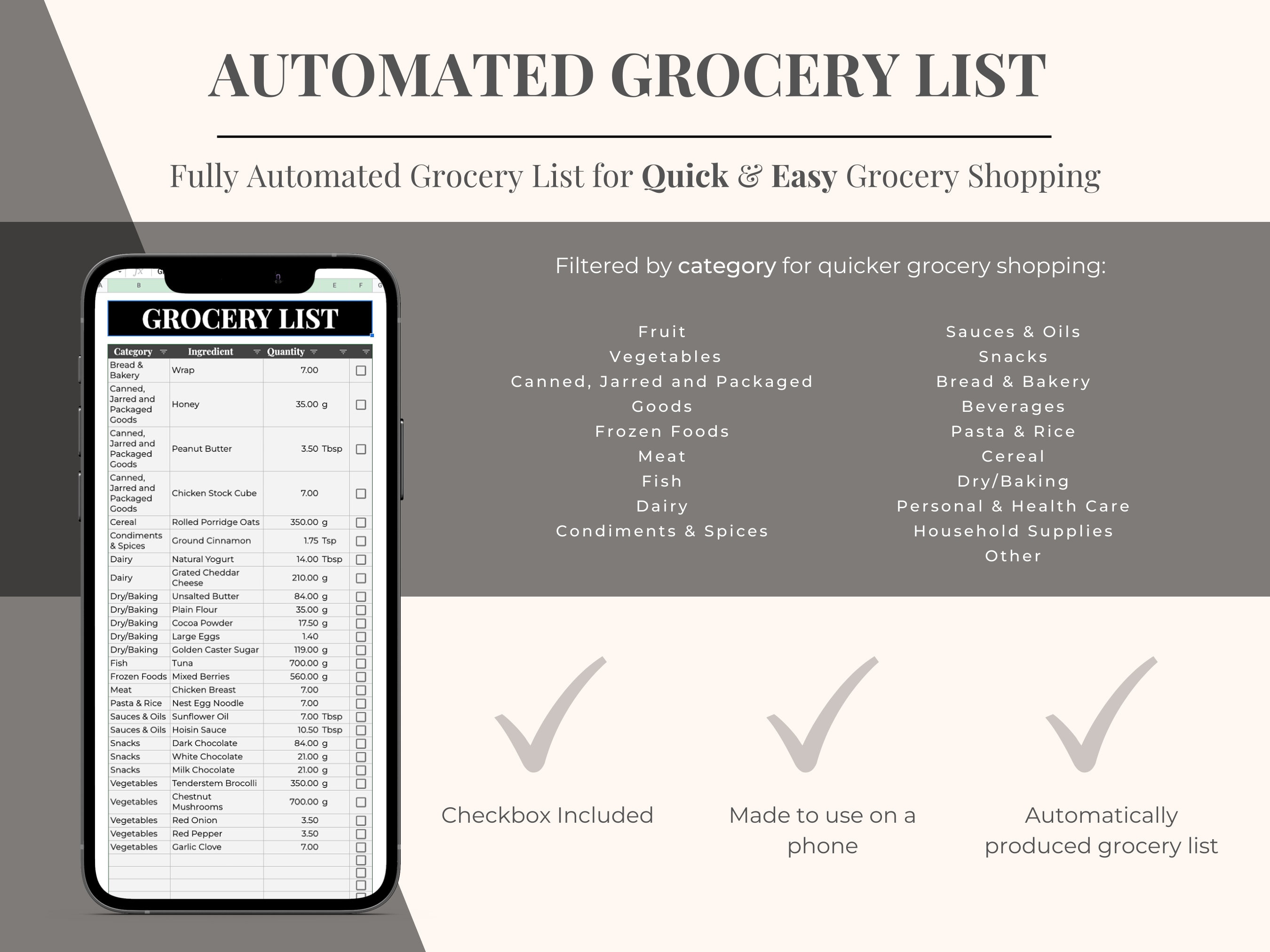 Weekly Meal Planner With Grocery List | Digital Meal Plan Template ...