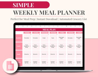 Grocery List Meal Planner Google Sheets Digital - Etsy