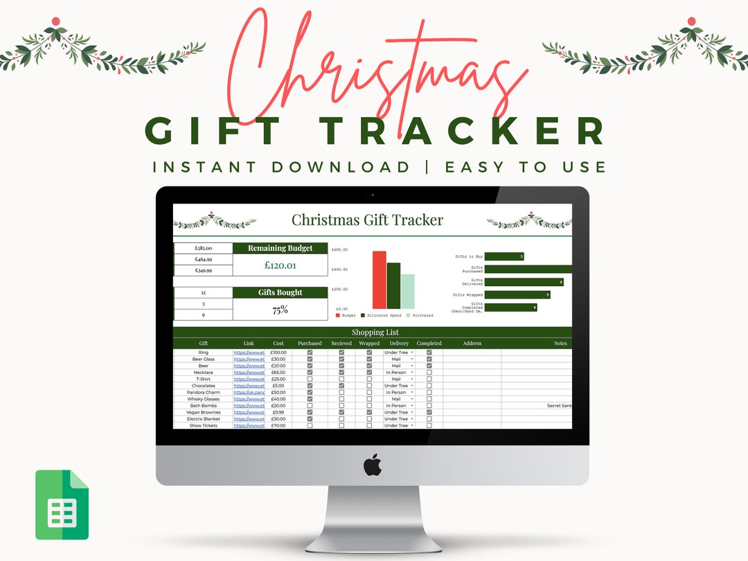 Christmas Gift Tracker & Budget Planner Template | Spreadsheet ...