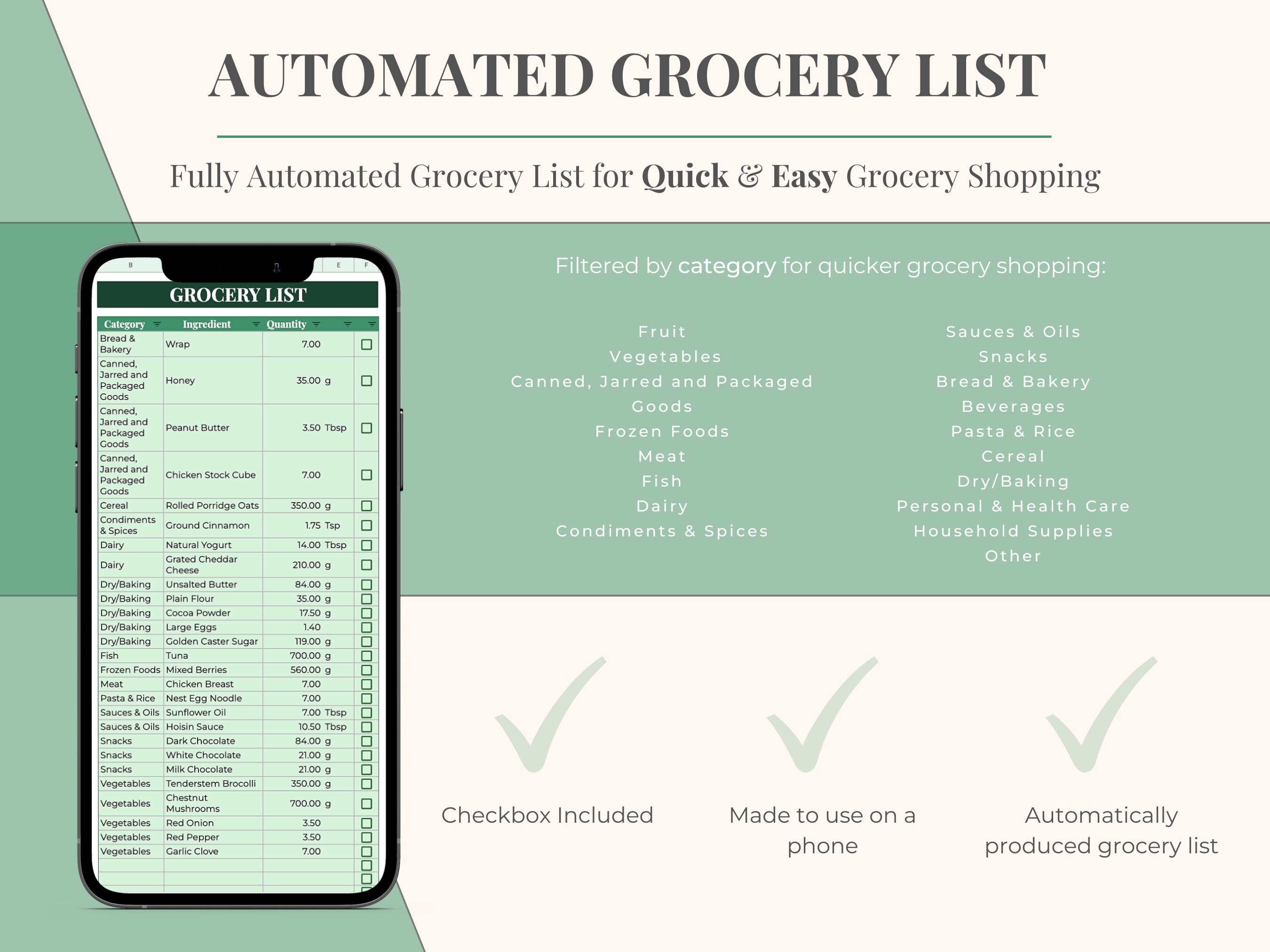 Weekly Meal Planner With Grocery List | Digital Meal Plan Template ...