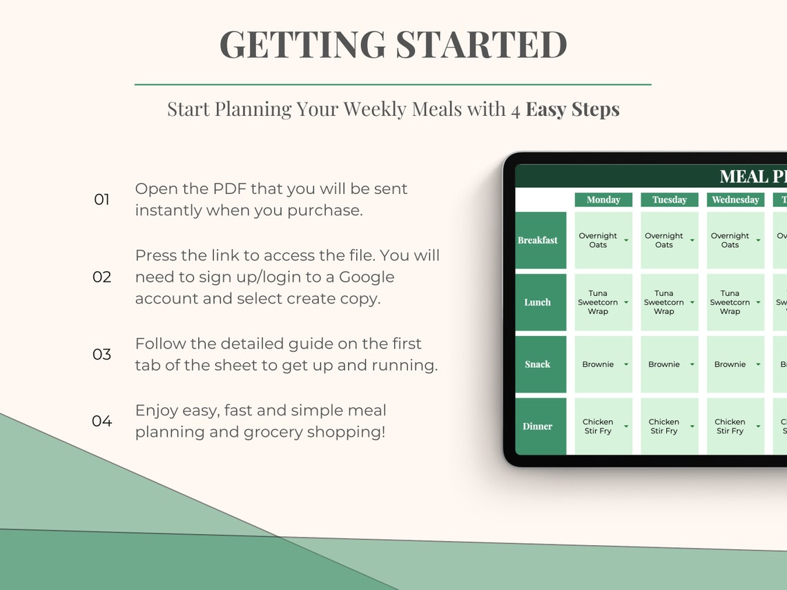 Weekly Meal Planner With Grocery List | Digital Meal Plan Template ...