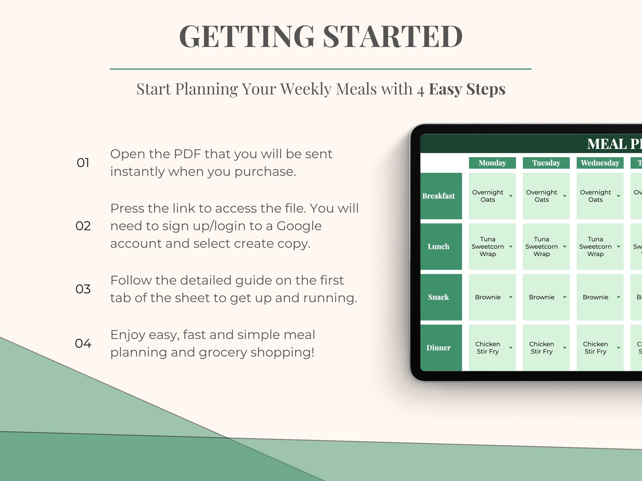 Weekly Meal Planner With Grocery List | Digital Meal Plan Template ...