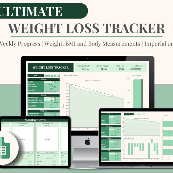 Excel Daily Weight Loss Tracker - Etsy