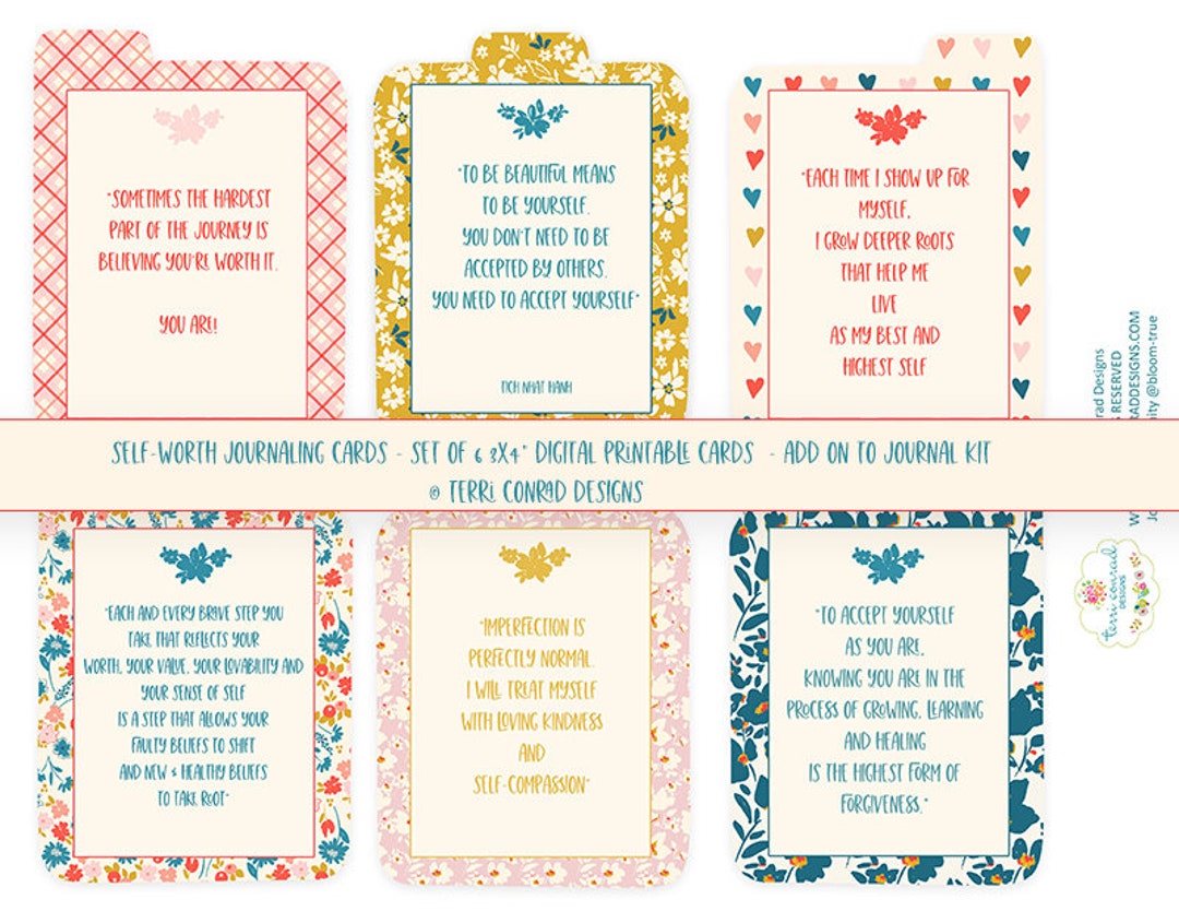 Digital Printable Journal Cards, Self-worth Quotes, Self-esteem ...