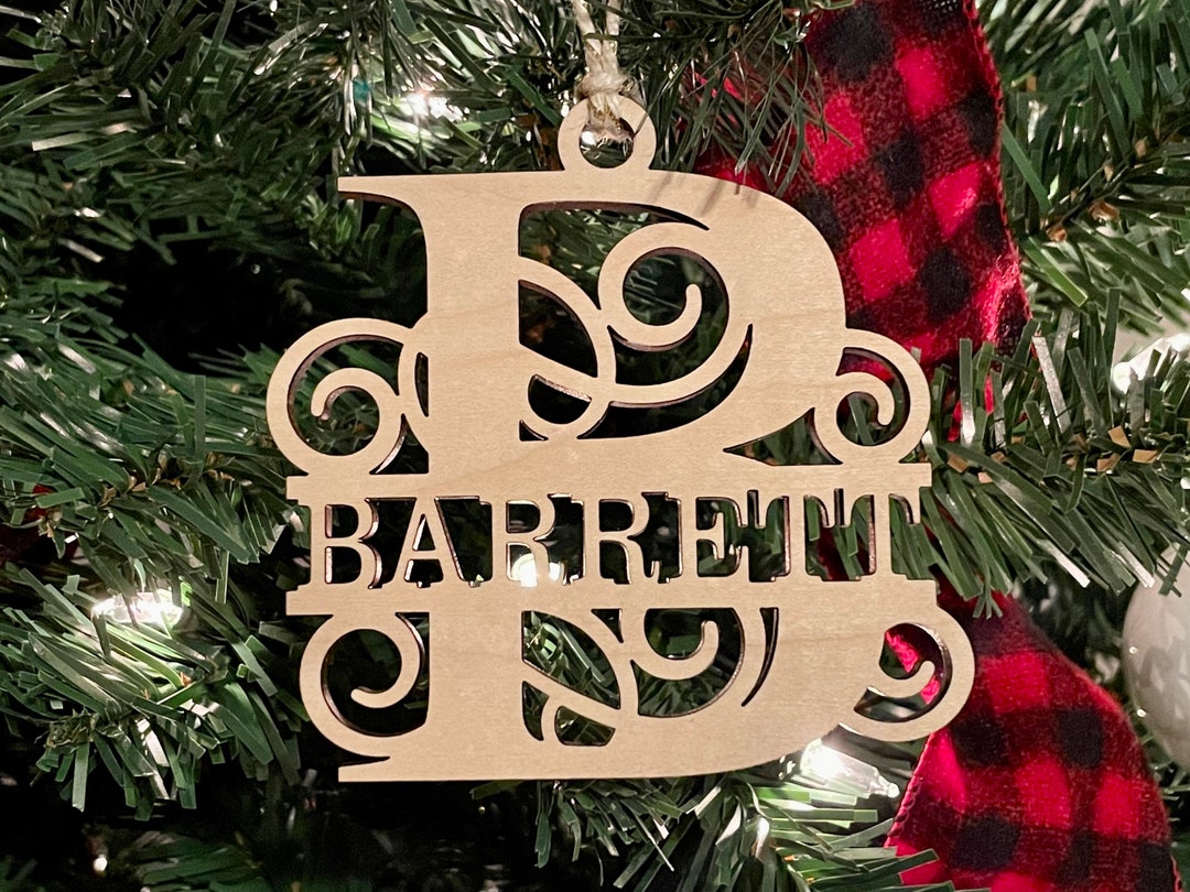 Monogram Christmas Ornaments, Split Monogram Ornaments, Custom Name ...