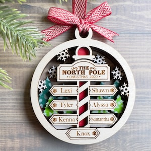Family Christmas North Pole Ornament, Christmas Ornament, Candy Cane ...