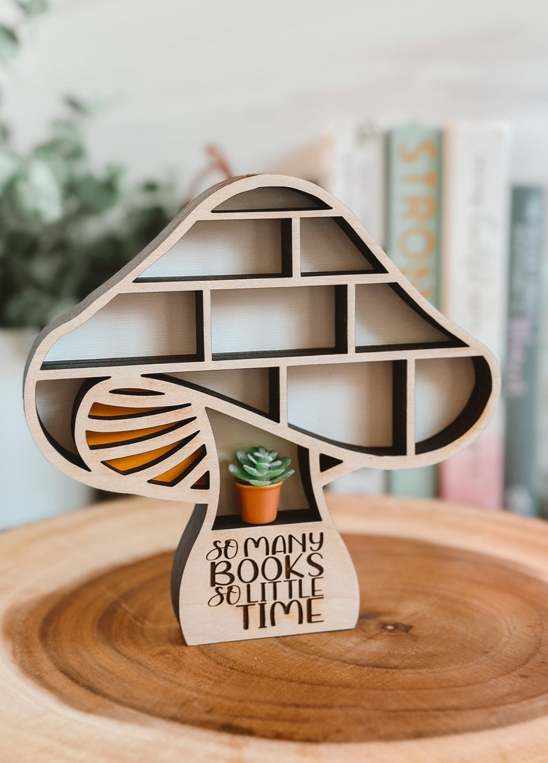 Mini Mushroom Bookshelf 3-D Wood Mini Bookshelf so Many - Etsy