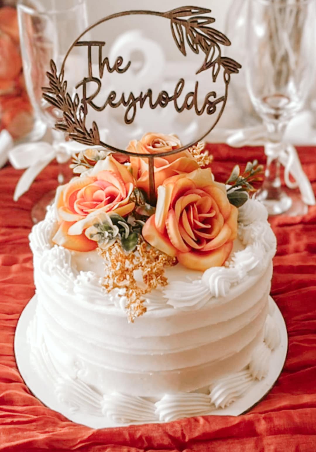 Floral Wreath Wedding Cake Topper, Wedding Cake Topper, Bridal Shower ...