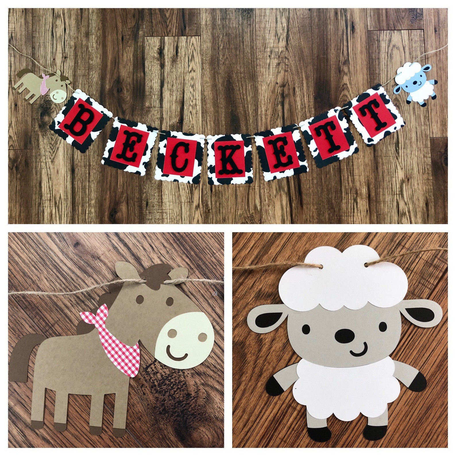 Barnyard Name Banner Farm Theme Happy Birthday Banner Cow - Etsy