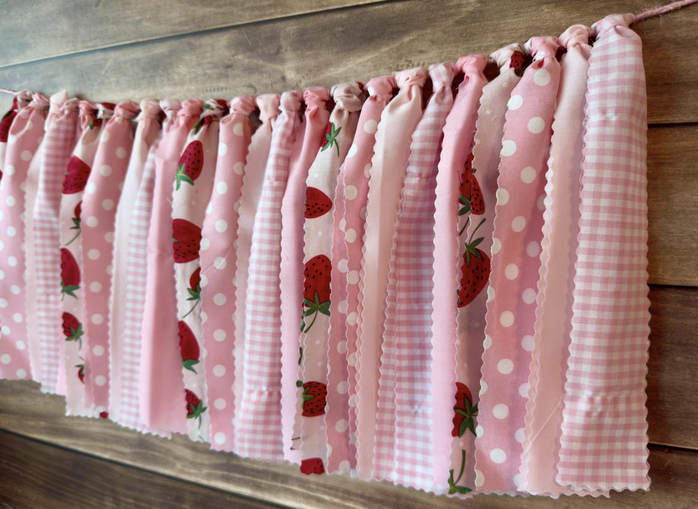 Strawberry High Chair Banner: Berry First Birthday Pink Gingham Fabric ...