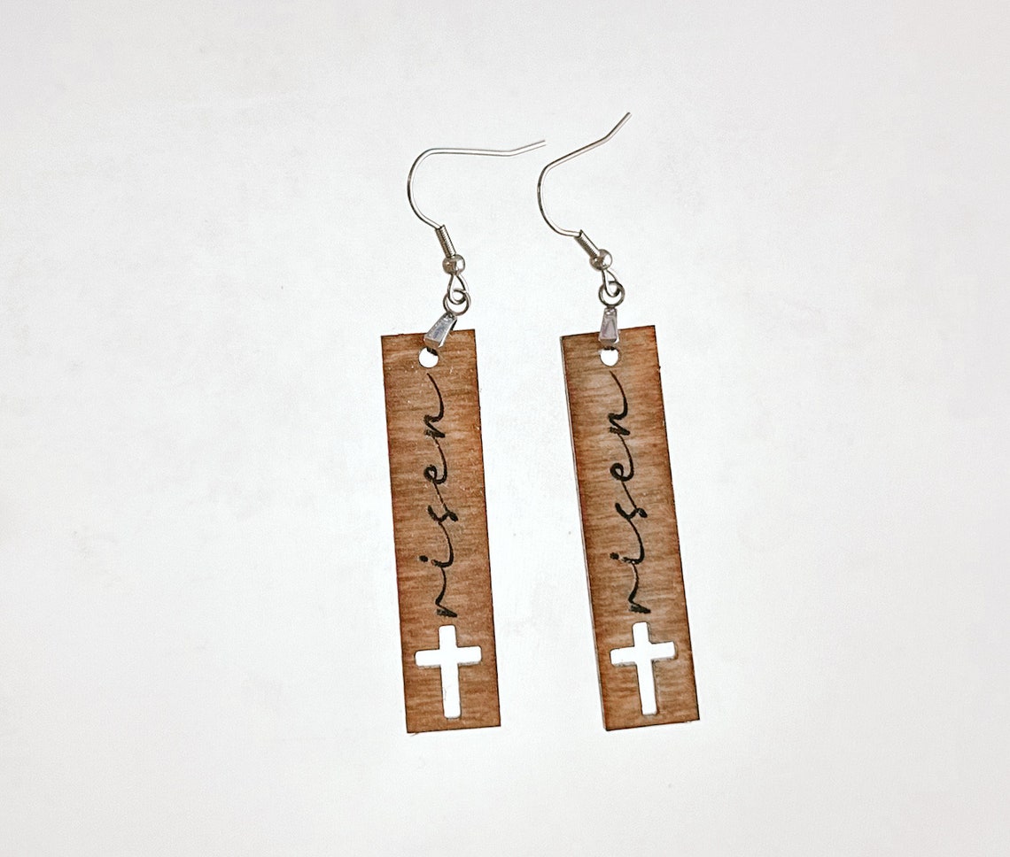 Easter Earrings, Risen Earrings, Faith Earrings, Cross Earrings, Cross ...