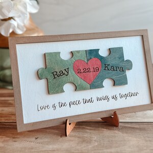 Valentines Day Frame, Customized Heart Puzzle Piece Frame, Anniversary ...