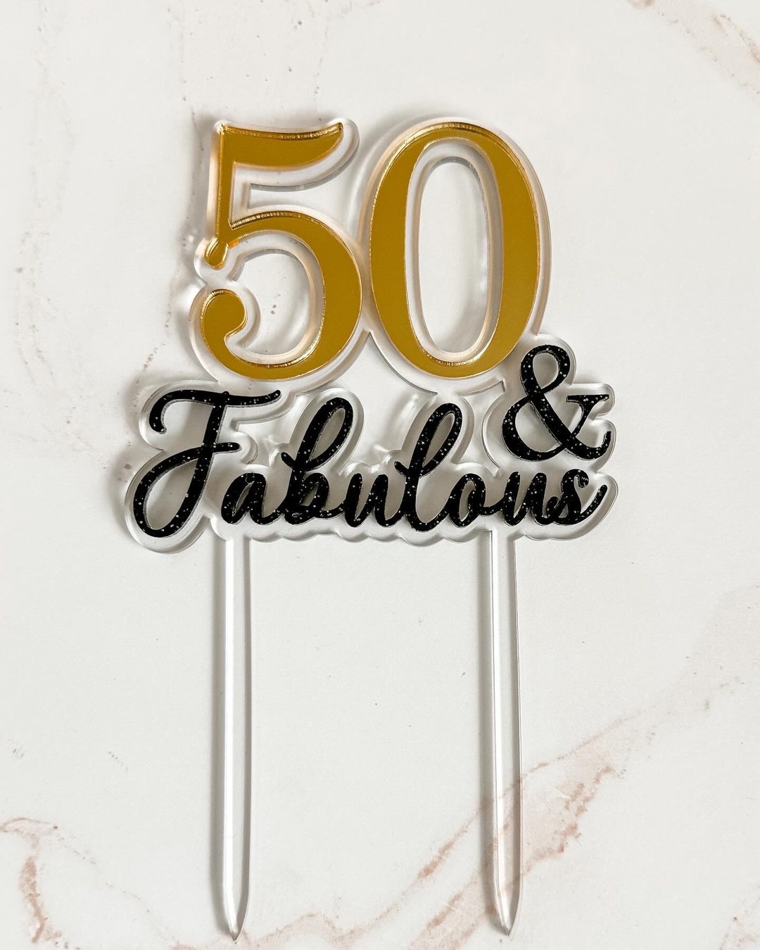 50 & Fabulous, Cake Topper, Fifty and Fabulous Cake Topper, 50th ...