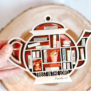 Mini Teapot Bookshelf, 3-D Wood Mini Bookshelf, Gift for Her, Book ...