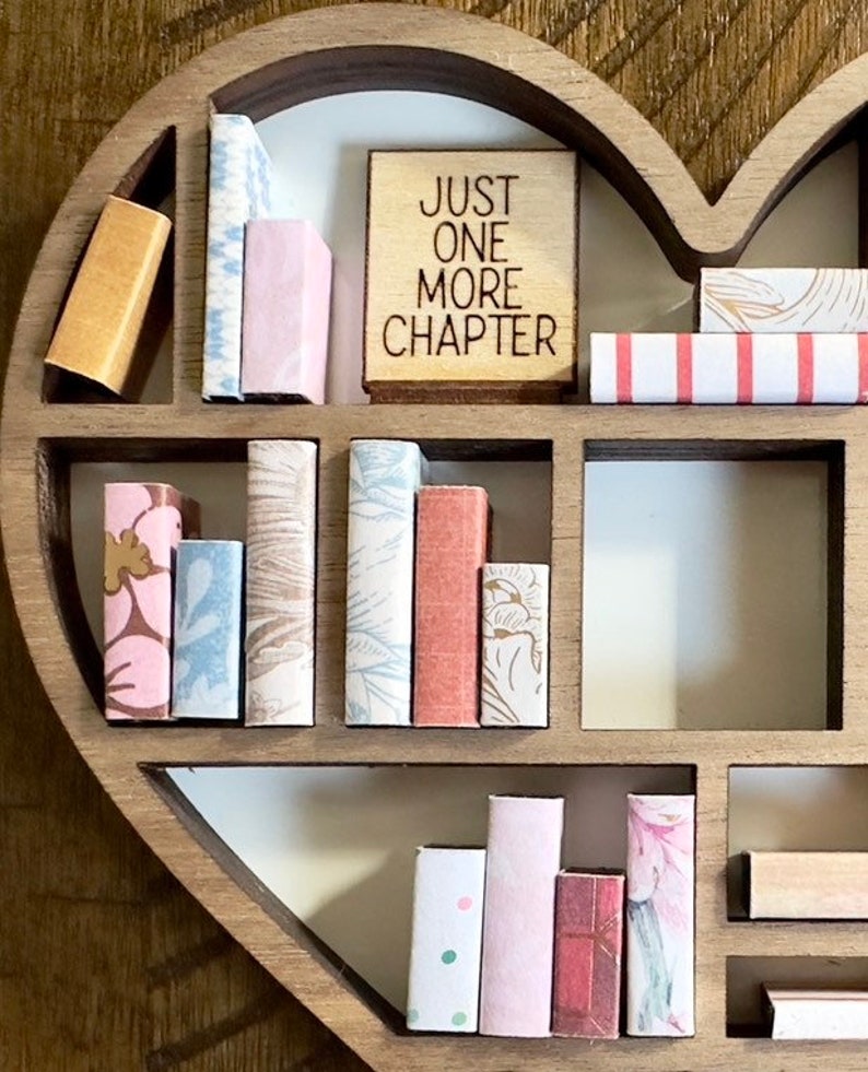 Mini Bookshelf 3-D Wood Mini Bookshelf Just One More - Etsy