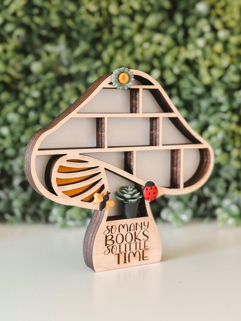 Mini Mushroom Bookshelf 3-D Wood Mini Bookshelf so Many - Etsy