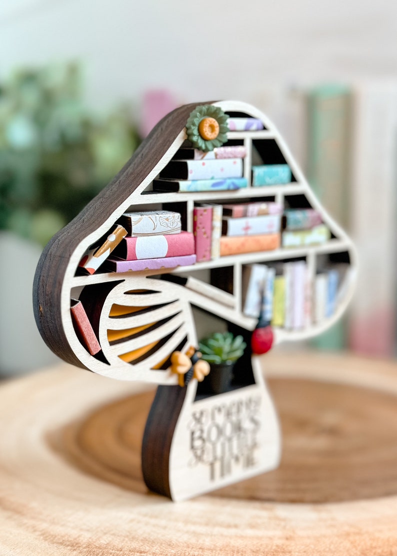 Mini Mushroom Bookshelf 3-D Wood Mini Bookshelf so Many - Etsy
