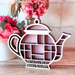 Mini Teapot Bookshelf, 3-D Wood Mini Bookshelf, Gift for Her, Book ...