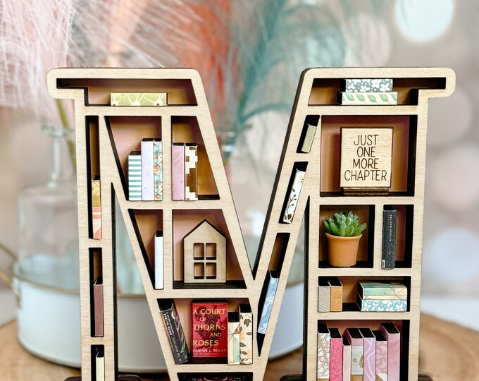 Miniature Bookshelf and Books, Letter Bookish Gifts for Book Lover ...