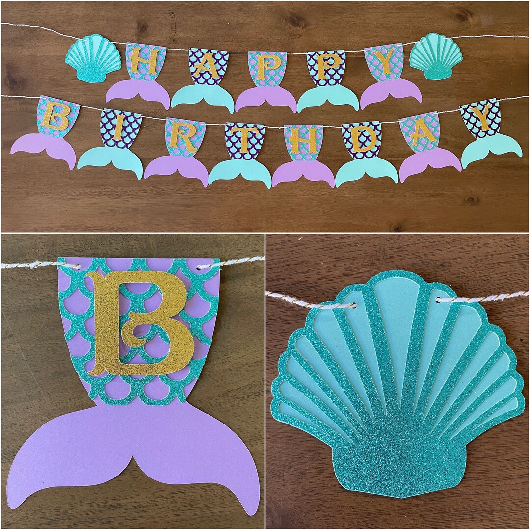 Mermaid Happy Birthday Banner, Mermaid Name Banner, Under the Sea ...