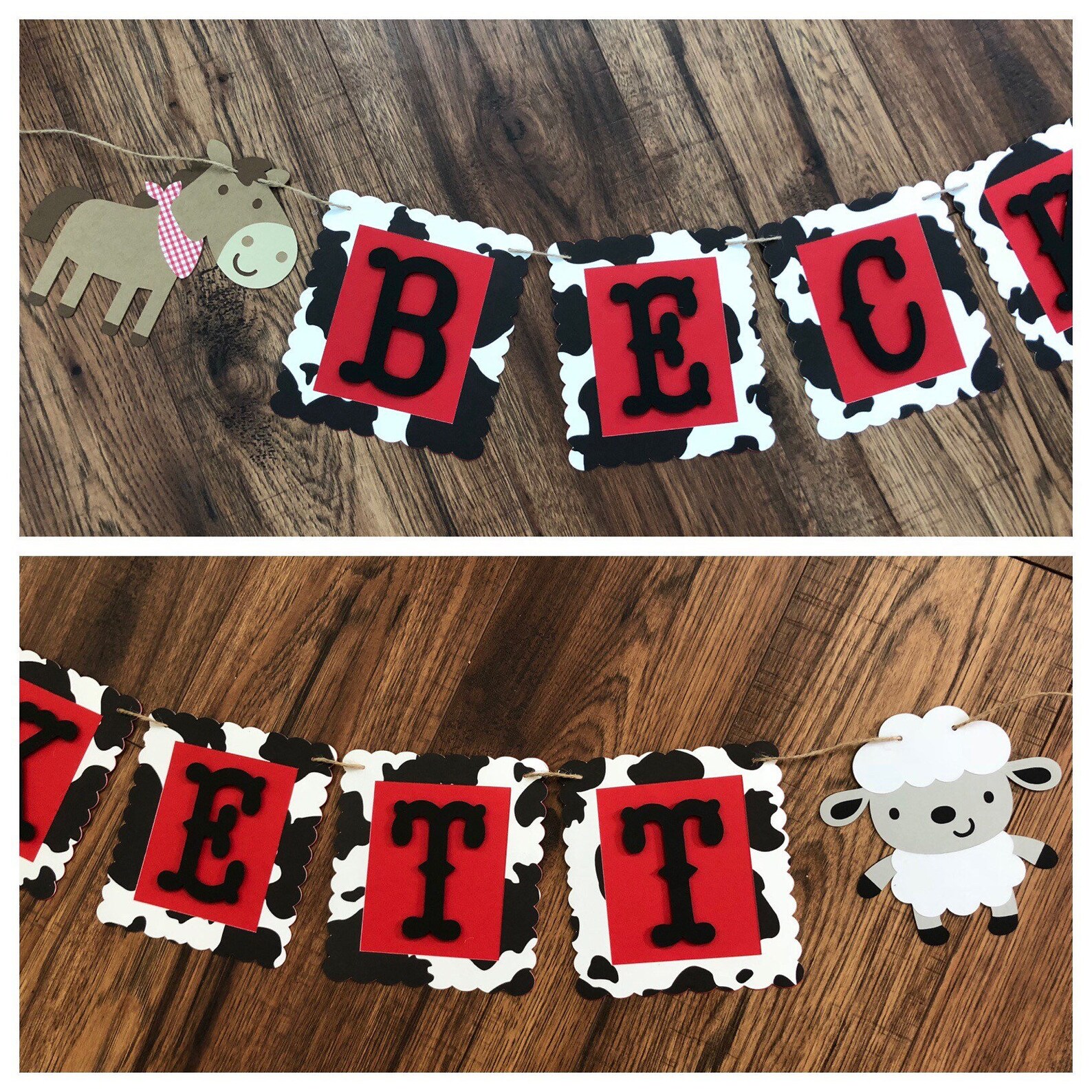 Barnyard Name Banner Farm Theme Happy Birthday Banner Cow | Etsy