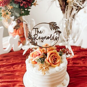 Floral Wreath Wedding Cake Topper, Wedding Cake Topper, Bridal Shower ...
